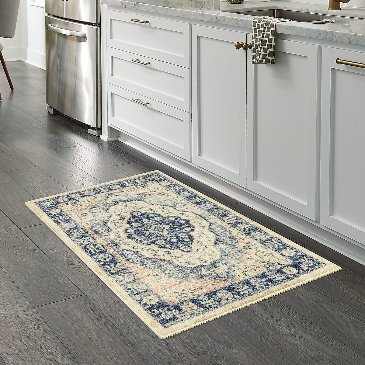 Maples Rugs Caprice Boho Medallion Trellis Kitchen Rugs Non Skid Accent Area Carpet [Made in USA], Blue, 2'6 x 3'10