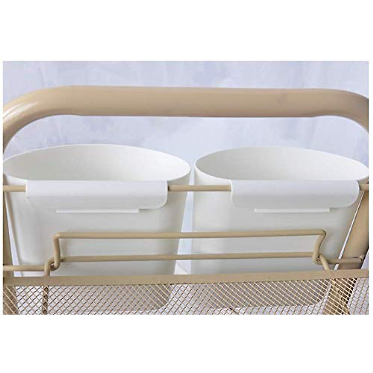 4Pcs Hanging Cup Holder,Hanging Bins,Rolling Cart Accessories Utility cart Accessories,Hanging Flower Pots,Storage Bucket,Pencil Holder for Office,Kitchen Wall Organizer Decor Black/Pink/Blue/White