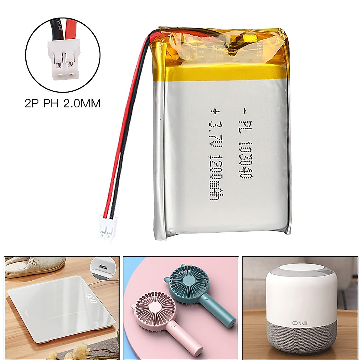 YDL 3.7V 1200mAh 103040 Lipo Battery Rechargeable Lithium Polymer ion Battery Pack with PH2.0mm JST Connector