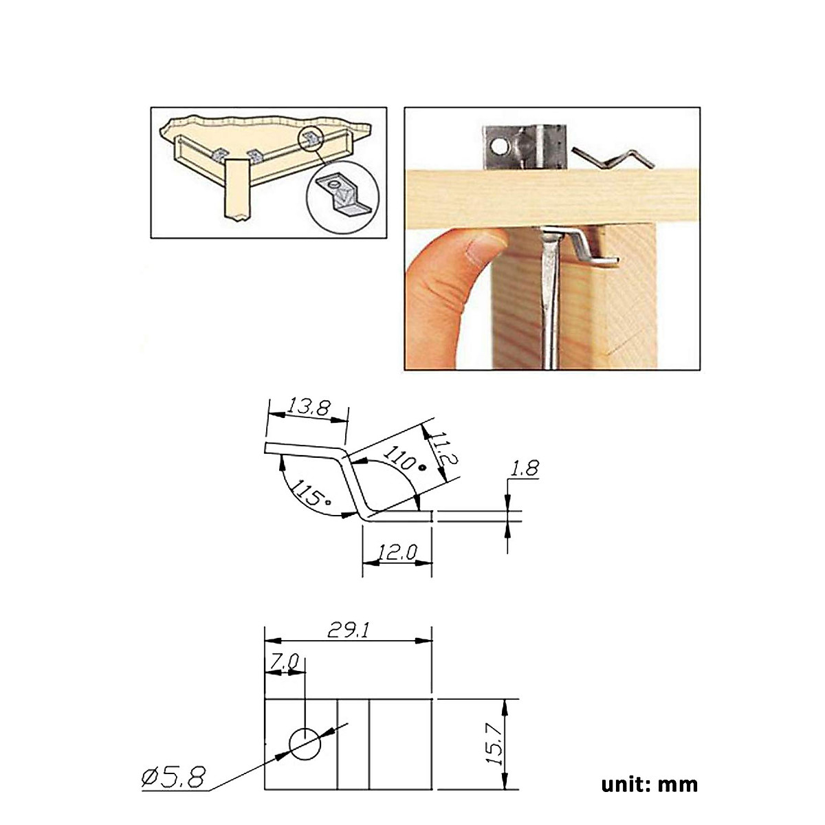 SeptCity Table Top Fasteners with Screws,Heavy Duty Z Table Top Connectors 40 Packs Set (Include 40 Clips and 40 Screws)
