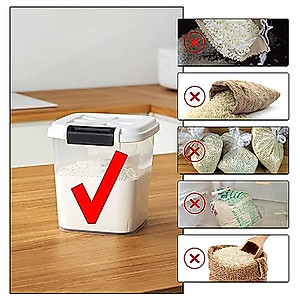 LivLab 10LBS Flour Container - Rice Dispenser 10LBS/5KG/5Qt Food Cereal Container Bins with Measuring Cup for Household Pantry Organization (10 LBS)