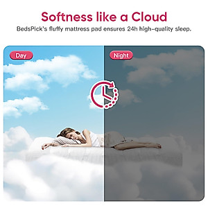 BedsPick Mattress Topper Twin XL, Mattress Pad for Back Pain Relief, Pillowtop Extra Long Twin Thick Mattress Pad, 400TC Soft Cooling Quilted Cover Protector for College Dorm, Sleeper Sofa, RV, Camper