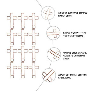 TOYANDONA 12pcs Cross Paper Clips Bible Paper Clips Journaling Items Clamps Christian Bible Study Supplies Metal Bookmark Memo Clip for Office School Religious Gift