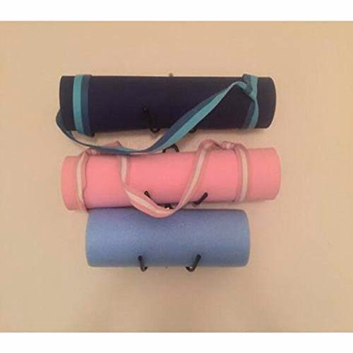 AUXPhome 3 Pack Wall Mount Foam Roller Holder and Yoga Mat Storage and Towel Rack - Flexible Adjustable Hooks - Ideal for Home, Small Studio,Fitness Class or Commercial use