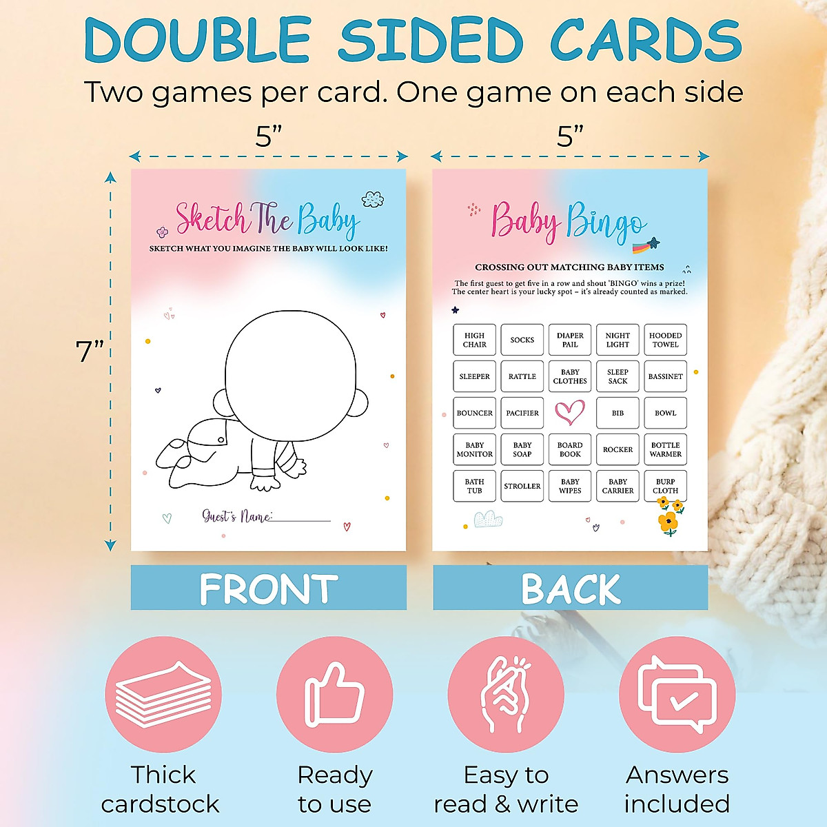 Woodamore Baby Gender Reveal Games For Guests - Fun Baby Bingo For Baby Shower Games Boy Or Girl Gender Reveal Decorations, Mommy Or Daddy, Old Wives Tales Gender Reveal Party Games, Baby Reveal Ideas