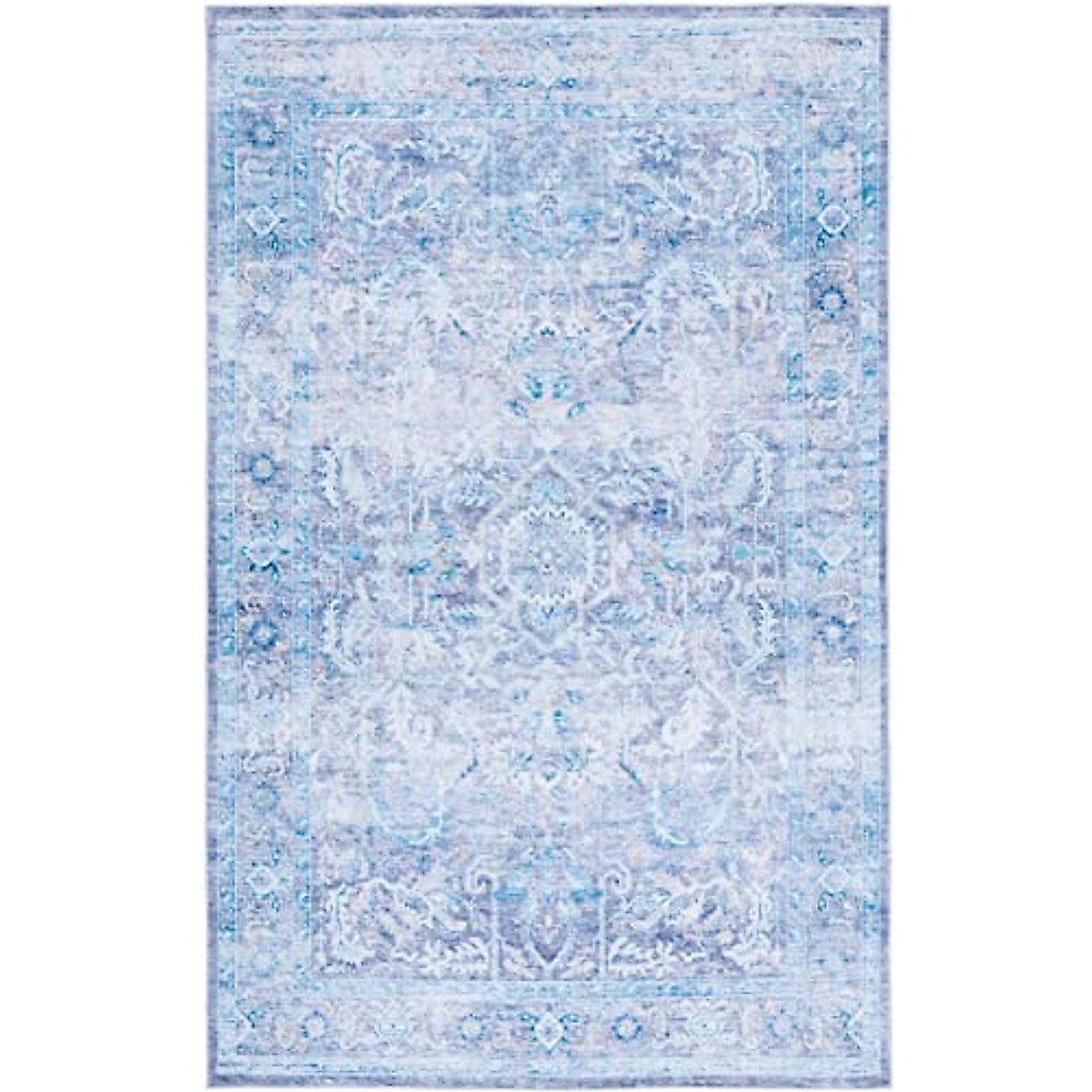 SAFAVIEH Tucson Collection Accent Rug - 4' x 6', Purple & Blue, Persian Design, Non-Shedding Machine Washable & Slip Resistant Ideal for High Traffic Areas in Entryway, Living Room, Bedroom (TSN185V)