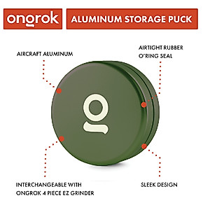 ONGROK Storage Puck, Green, Perfect Size Case to Store in Your Pocket, Airtight, Preserves Moisture Profile, Smell and Aroma