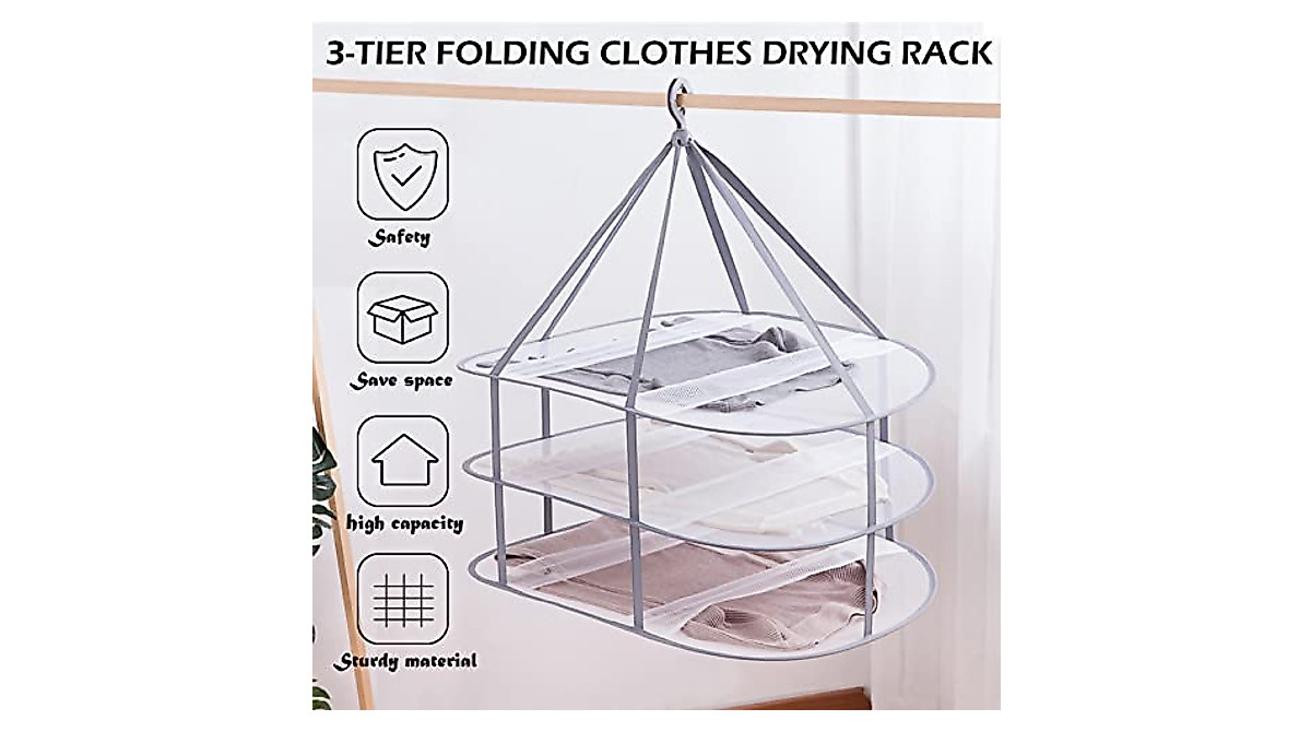 WEISGJA 3 Tier Clothes Drying Rack - Portable & Stackable
