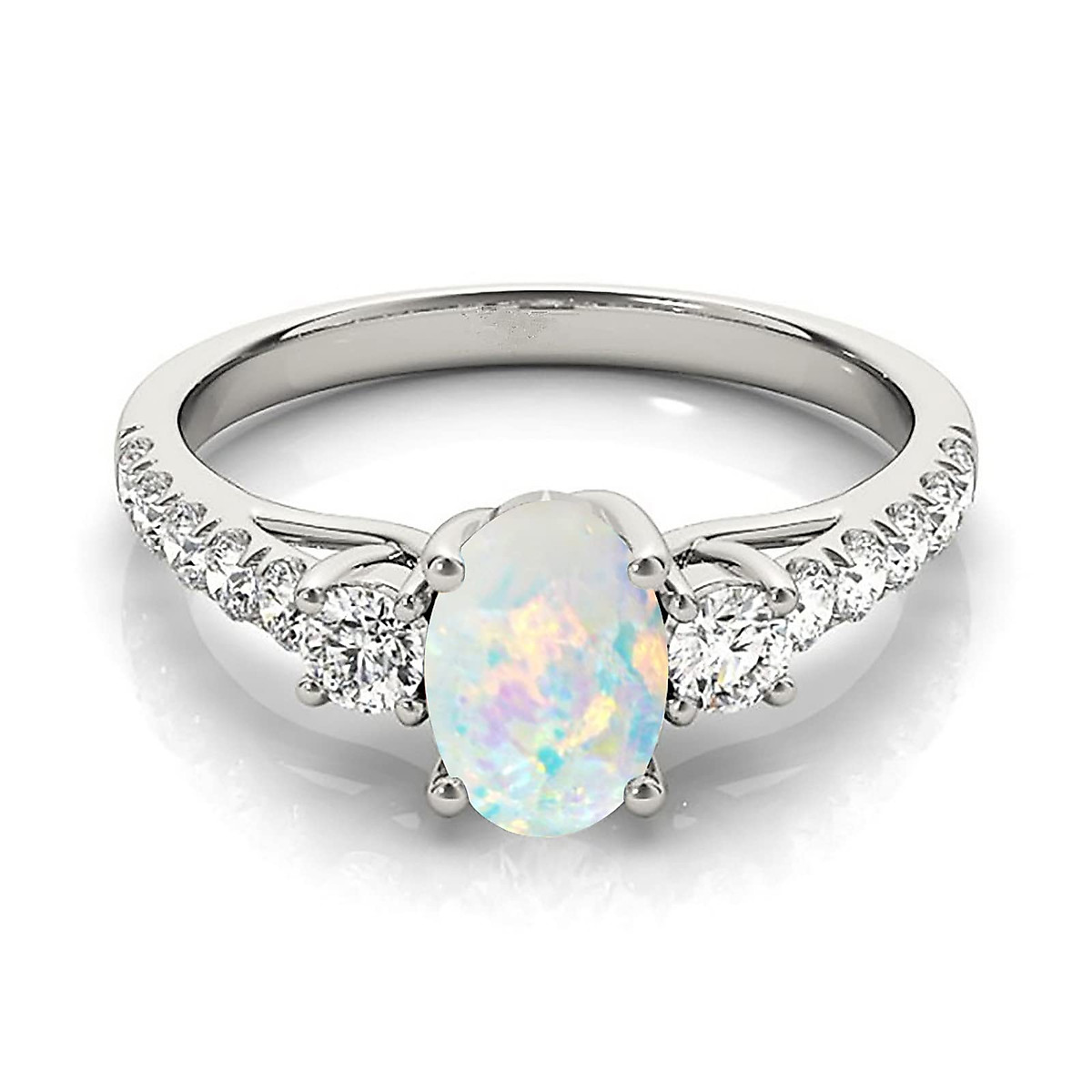YDD Opal Rings for women 1 Carat(1 CT) Oval Cut Opal Engagement Rings for Women Sterling Silver 10K 14K 18K Gold Opal Birthstone Anniversary Ring Free Engraved