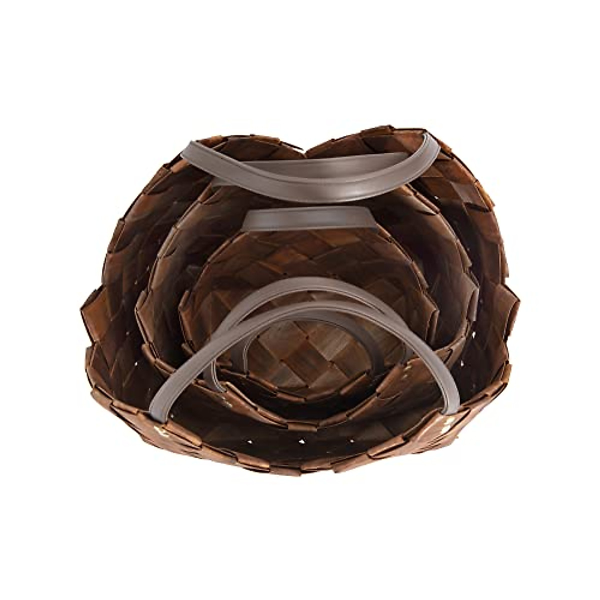 Creative Co-Op Brown Woven Seagrass Baskets with Leather Handles (Set of 3 Sizes) Wicker Non-Food Storage