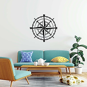 Black Metal Wall Art, Modern Home Decor, Modern Black Wall Art, Living Room Wall Art, Home Art İron Wall Art, Wall Hanging (Compass Metal Wall Art Decor, Large)