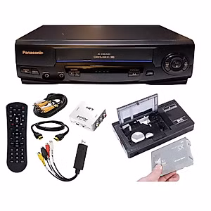 Panasonic VCR and VHS-C Adapter for VHS to DVD Transfer w/Remote, USB, HDMI (Mono)