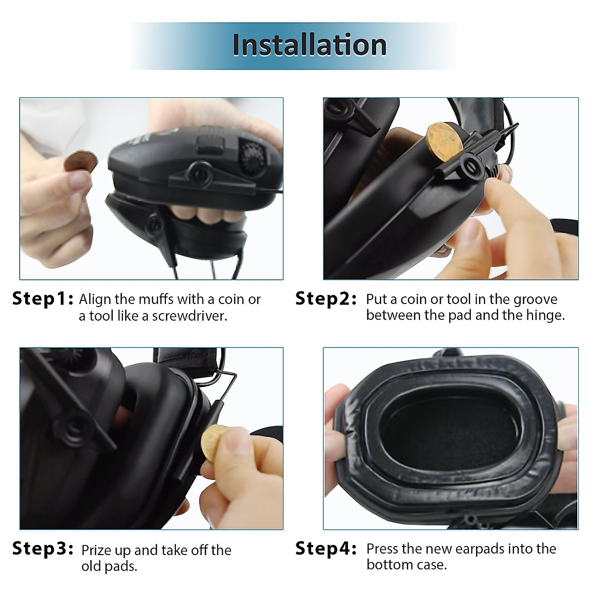 Gel Ear Pads for Walker's Razor Earmuffs Gel Seals Gel Ear Cushions Earcups Replacement Ear Pad for Shooting Ear Protection with Sealed Bottom Shell