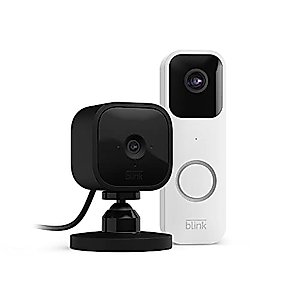 Blink Video Doorbell (White) + Mini Camera (Black) | Two-Way Audio, HD Video, Motion and Chime Alerts | Works with Alexa