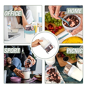 EYNEL 4 Pack On The Go 22 oz Breakfast Cups with Lids and Spoon, Reusable Cereal Yogurt Cup with Topping Plastic Overnight Oats Container for Granola Oatmeal (22 oz - 4 Pack)