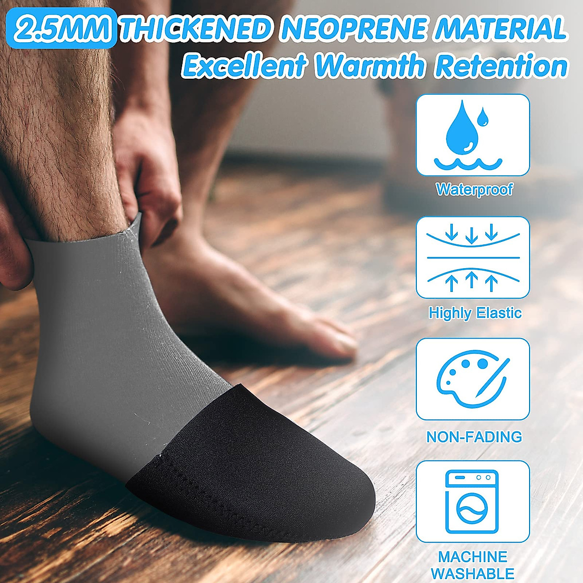 4 Pairs Neoprene Toe Covers Warmers Black Feet Warmers Thermal Toe Covers Wading Socks Camping Foot Warmers for Women Men Cycling Running Hiking Skiing Ice Baths Outdoor Winter Activities