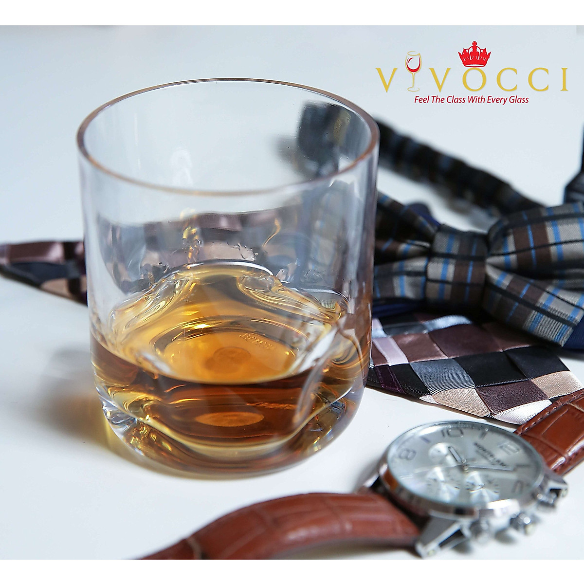 Vivocci Unbreakable Tritan Plastic Rocks 12.5 oz Whiskey & Double Old Fashioned Glasses | Thumb Indent Base | Ideal for Bourbon & Scotch | Perfect For Homes & Bars | Dishwasher Safe Barware | Set of 2