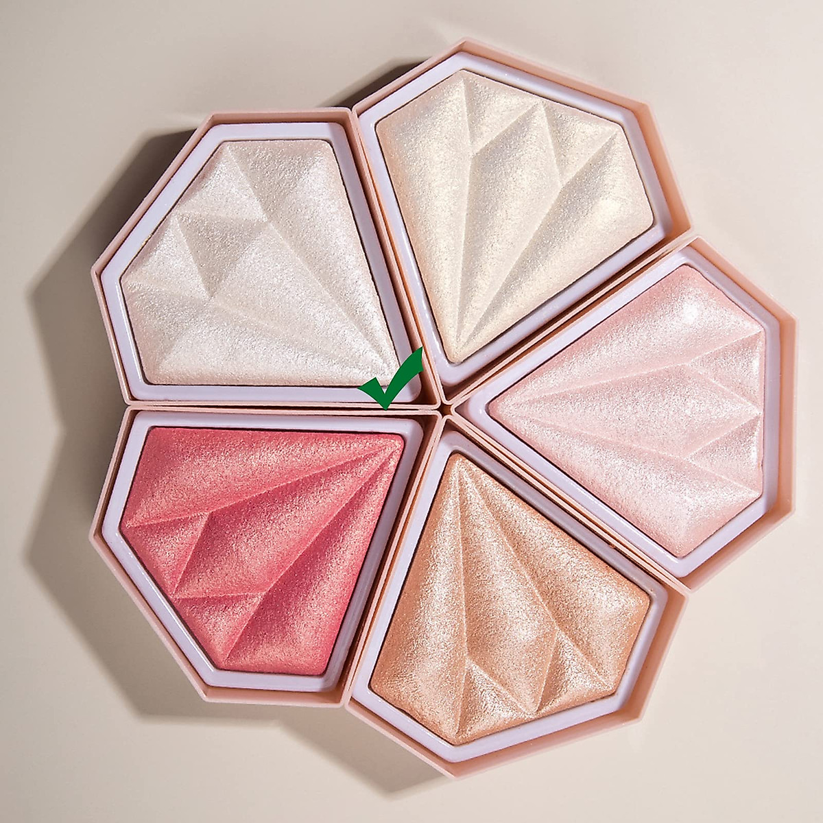 Rosarden, Powder Face Highlighter Palette, Pearl White, Shimmery Finish, Glitter Face Highlight Contouring Makeup, Silky Smooth, Palette, 0.0353 Ounce, Unisex