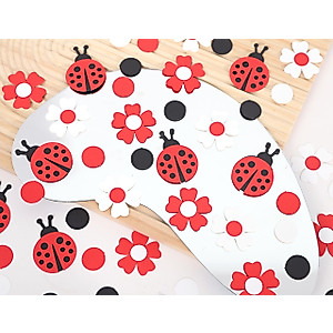 Ladybug Party Confetti - Ladybug Table Decorations, Red Black White Circle ladybug Confetti, Ladybug Birthday Decor, Ladybug Themed Wedding/Bridal Shower/Baby Shower Party Decor (180PCS)