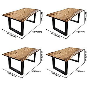 LAKIQ Industrial Solid Wood Dining Table Farmhouse Rectangle Kitchen Dining Room Table Living Room Coffee Table with Metal Double Pedestal-Table Only (47.2" L x 23.6" W x 29.5" H)