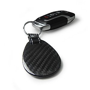 iPick Image Compatible with Honda Odyssey Real Black Carbon Fiber with Leather Strap Large Tear Drop Key Chain