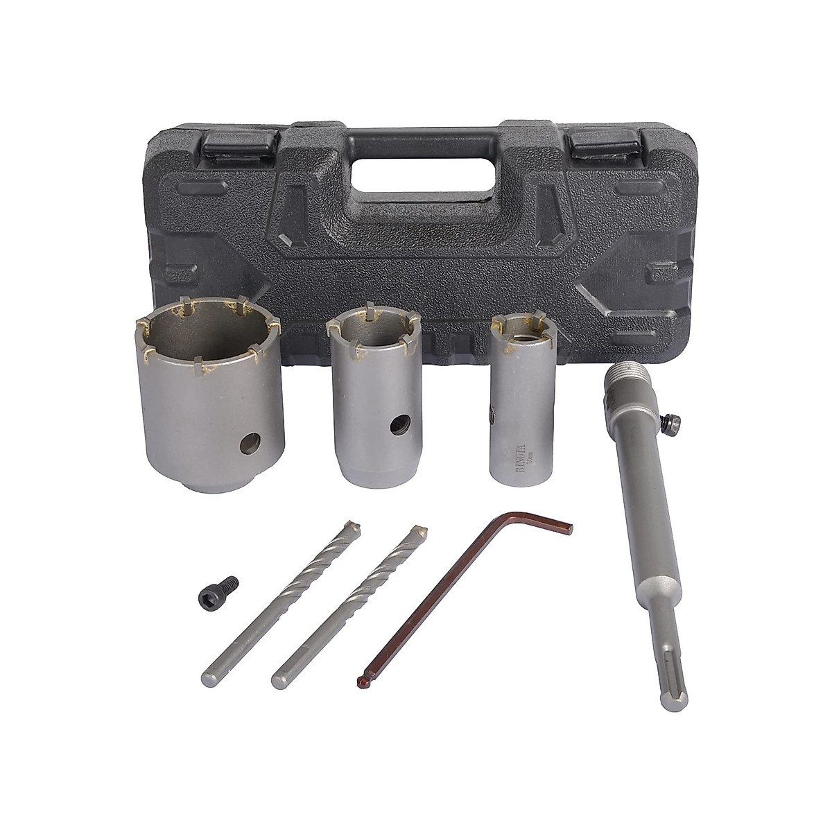 BINOTA Concrete Hole Saw, Kit 40 55 80 100 110 130 MM, Arbor SDS Plus and MAX 300mm, for Masonry Cement Wall Brick Sands Stone Sable-Rock Self-Leveling