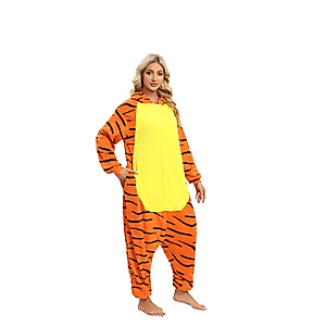 BGOKTA Halloween Animal Onesie Pajamas for Adults Stitch Costume Cosplay Homewear One Piece