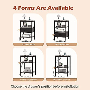 SUPERJARE L Shaped Gaming Desk with LED Lights & Power Outlets and