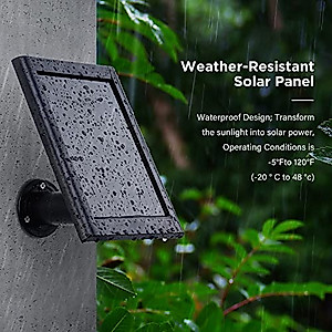OLAIKE Solar Panel for Video Doorbell 4 & Doorbell 3/3 Plus & Doorbell 2, Weatherproof Continuous Charging,5V/3.5W (Max) Output, with 4M/13ft Power Cable (No Include Camera), Black
