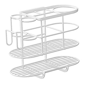 Almencla Iron Hair Dryer Holder Wall Hair Care Tools Organizer Shower Shelf Bathroom Storage Stand Hanger Hair Straightener Stand Bathroom Bedroom, White