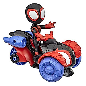 Spider-Man Marvel Spidey and His Amazing Friends Miles Morales Action Figure and Techno-Racer Vehicle, for Kids Ages 3 and Up
