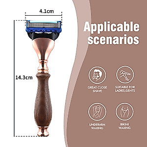 Wooden 5 Blades Razor Handle for Men & Women with 4 Refills - The Perfect Shave Companion