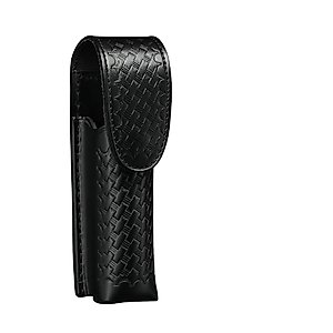 Mace Pepper Spray Holder Black Leather Basketweave Belt Pouch MK III, Fits up to 3 oz