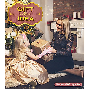 Princess Dress Up Accessories Princess Gloves, BIBUTY 7pcs Dress Up Set for Toddler Girls with Princess Crown, Wand, Gloves, Necklace, Earrings, Bracelet and Ring, Costume Toys for 3-6 yr Little Girls