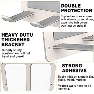 Adhesive Hair Dryer Holder Wall Mount - Adhesive Bathroom Vanity Blow Dryer Holder Organizer Compatible with Dyson Hair Dryers (Milk Tea)