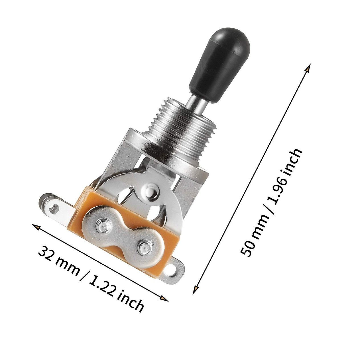 TintJungle 3 Way Short Straight Guitar Toggle Switch Pickup Selector with Tip Knob Caps Compatible with Gibson Toggle Les Paul Electric Guitars(Chrome Tip)