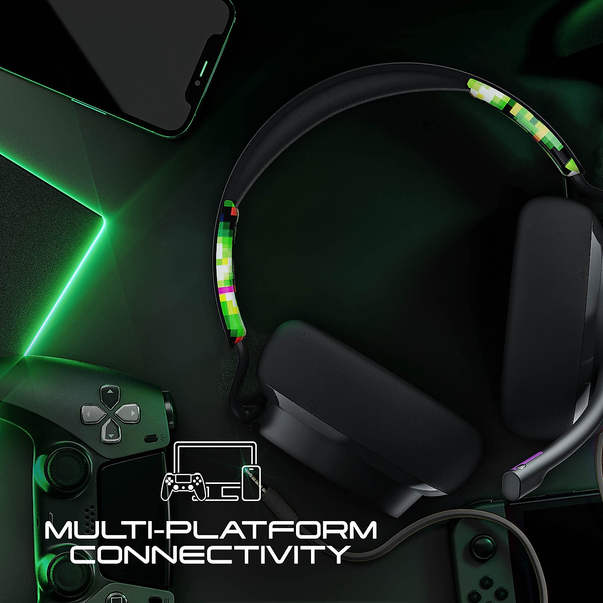 Skullcandy SLYR Multi-Platform Over-Ear Wired Gaming Headset, Works with Xbox Playstation and PC - Green