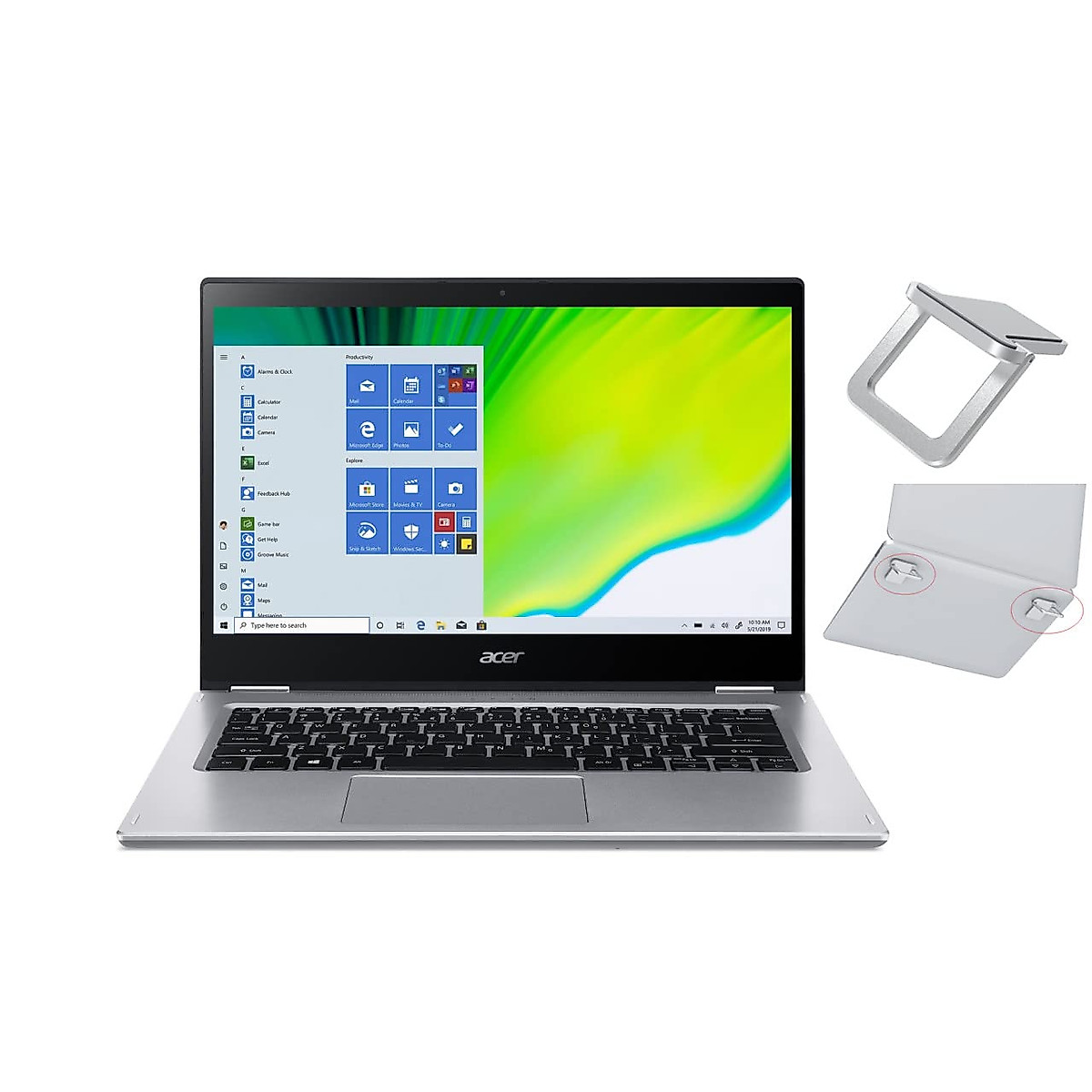 Acer Spin 3 14" FHD 2-in-1 IPS Multi-Touch Laptop | Intel Corei7-1065G7 | 8GB DDR4 RAM | 1TB SSD | Intel Iris Plus Graphics | HDMI | Windows 10 | Pen | with Laptop Stand Bundle