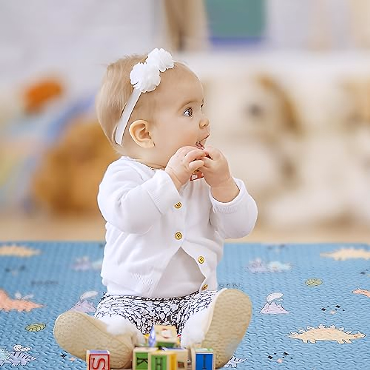 Vesileay Baby Play Mat, 50 x 50 Inch Washable Foldable Crawling Mat, Non Slip Playmat for Babies & Foldable Baby playmat for Toddlers & Infants - Ideal for Indoor & Outdoor Activities!" (Dinosaur)