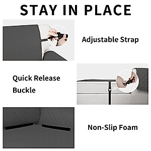 Easy-Going Reversible Chaise Lounge Couch Cover Water Resistant Sofa Cover Sectional L Shaped Sofa Slipcover with Adjustable Straps Furniture Protector for Dogs (115X34 in, Dark Gray/Dark Gray)