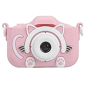 Dpofirs Kids Camera, 2400W Pixels Children Camera 2 Inch Screen, Front Rear Taking Pictures, Fun Camera Gifts for Exploring World with Anti-Lost Rope(Pink)