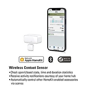 Eve Door & Window - Apple HomeKit Smart Home Wireless Contact Sensor for Windows & Doors, Automatically Trigger Accessories & Scenes, App Notifications