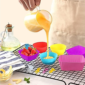 ABSOK 60 Pcs Silicone Lunch Box Dividers bento box accessories Silicone Cupcake Liners,Bento Lunch Box Dividers with Food Picks for Lunch Containers