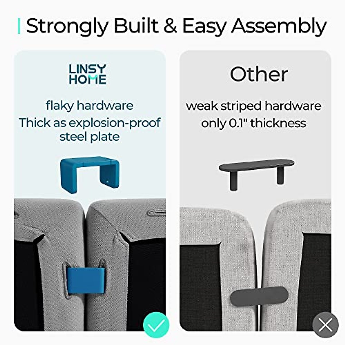 LINSY HOME Modular Sofa, Sectional Couch L Shaped Sofa with Storage, Modular Sectionals with Storage Space and Ottomans, Modern Small Sofa with Chaise for Living Room, Gray