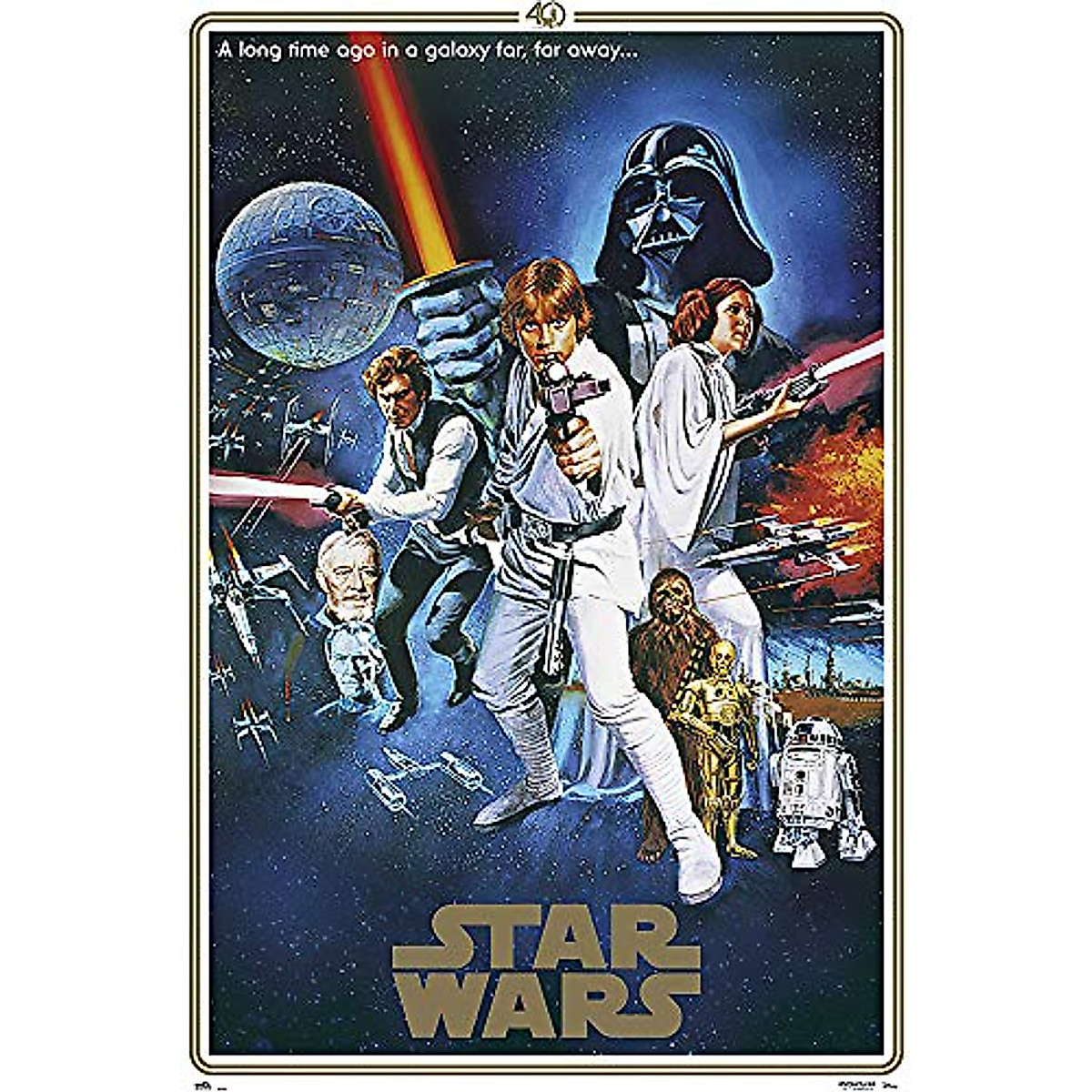 POSTER STOP ONLINE Star Wars Episode IV - A New Hope - Movie Poster/Print (40th Anniversary Gold Border Edition - Regular Style C) (Size 24" x 36")