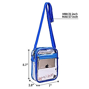 USPECLARE Clear Purse Stadium Clear Messenger Bag Stadium Approved for Men and Women Clear CrossBody Bag(Blue)