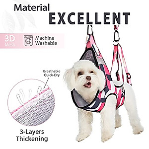 Supet Dog Grooming Hammock Harness for Small Medium Large Dog, Relaxation Pet Grooming Hammock for Cats & Dogs Adjustable Restraint Dog Hammock for Nail Trim Clip Dog Grooming Helper with Free Tools