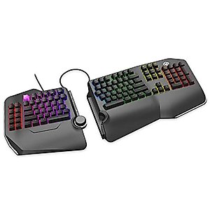 Cloud Nine C989M Ergonomic Mechanical Keyboard for PC - Kailh Tactile Brown Switches - RGB Light Up LED Backlit with USB - Ergo Split Key Board with Macro