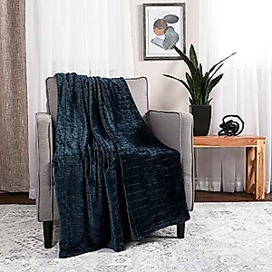 Life Comfort Cozy Textured Lightweight Throw, 90"x90" 100% Recycled Fibers Eco-Friendly Queen Size Super Soft Soft All Season Premium Comfort Blanket for Bed or Couch, Blue