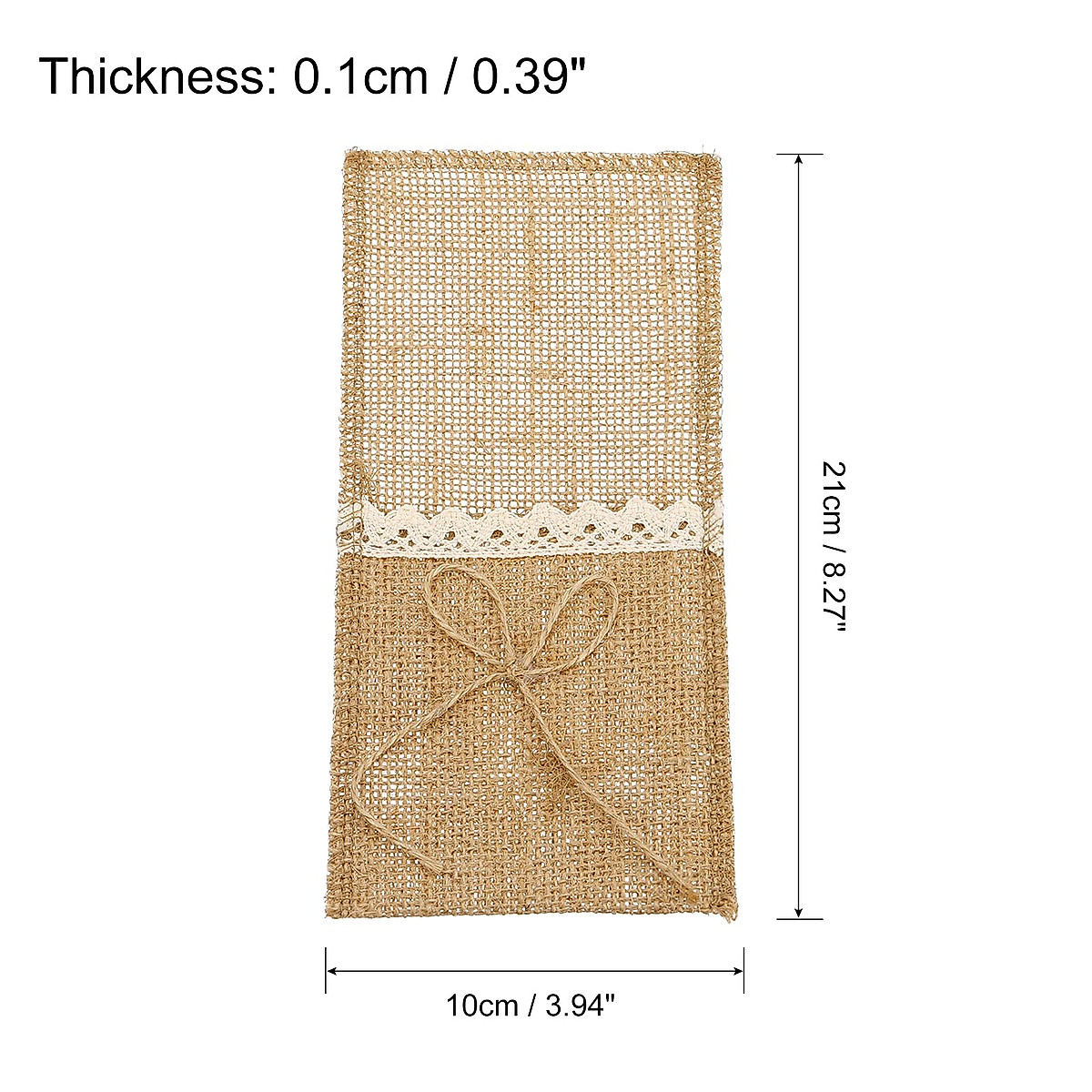 uxcell Burlap Lace Utensil Holders, 10Pcs Knife Forks Napkin Silverware Holder Bag Cutlery Pouch for Wedding Table Decoration